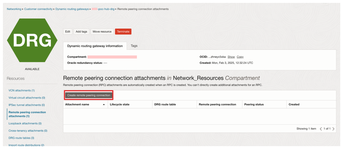 Set up an RPC connection between two Tenants and two DRG - Iwan