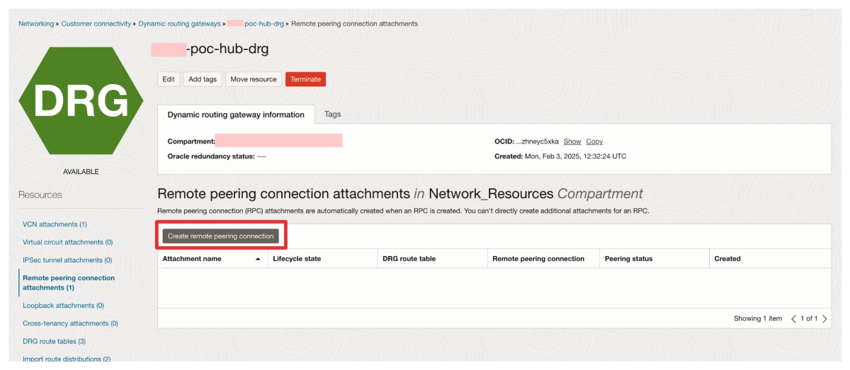 Set up an RPC connection between two Tenants and two DRG - Iwan