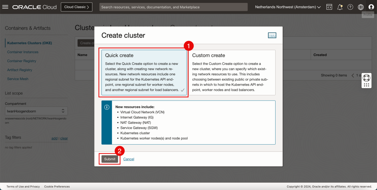 Setting up Oracle Container Engine for Kubernetes (OKE) with three ...