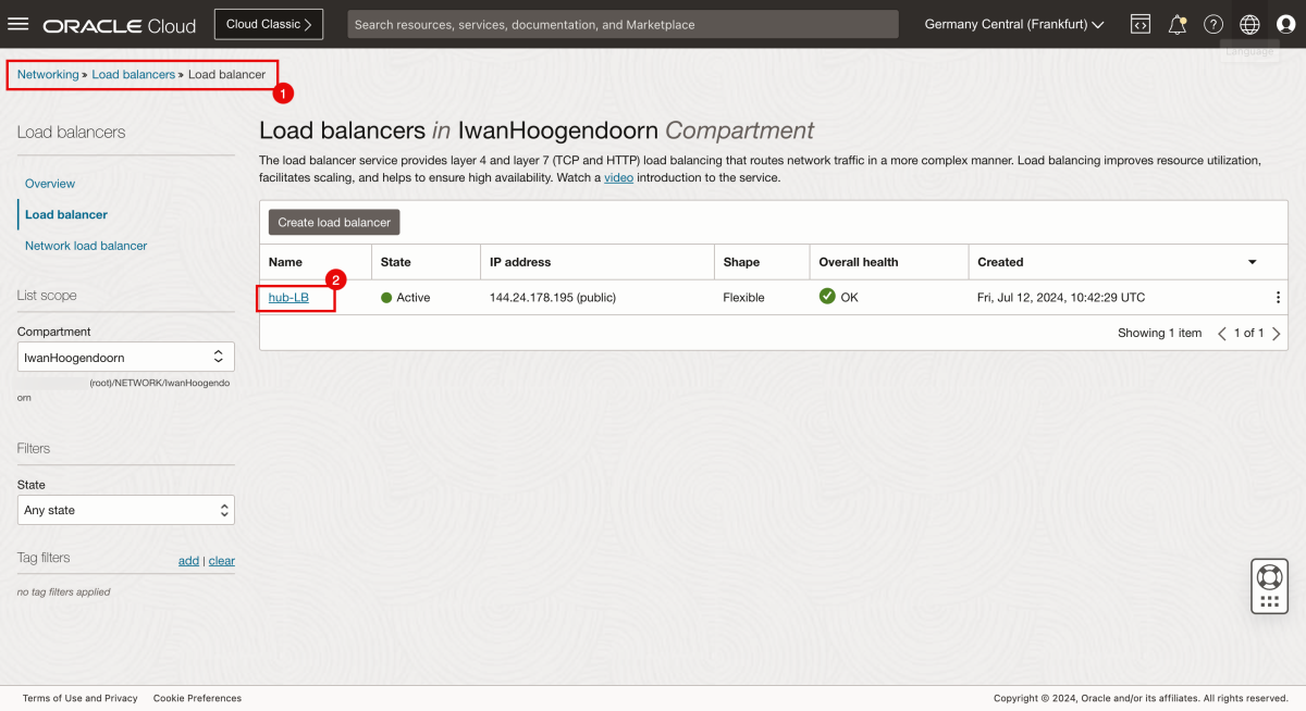 Configure the OCI Load Balancer to access multiple applications (Instances) using different ...