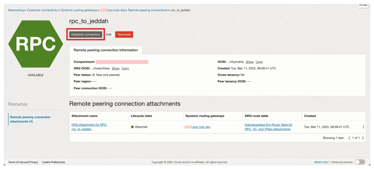 Set up an RPC connection between two Tenants and two DRG - Iwan