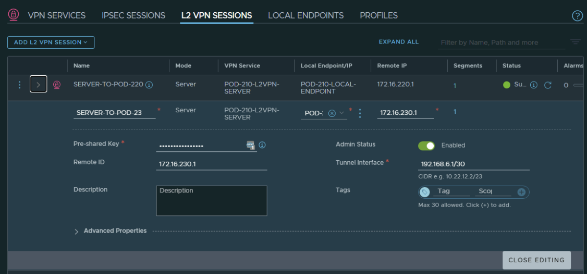 Hub and Spoke Layer 2 VPNs between multiple NSX-T enabled sites - Iwan
